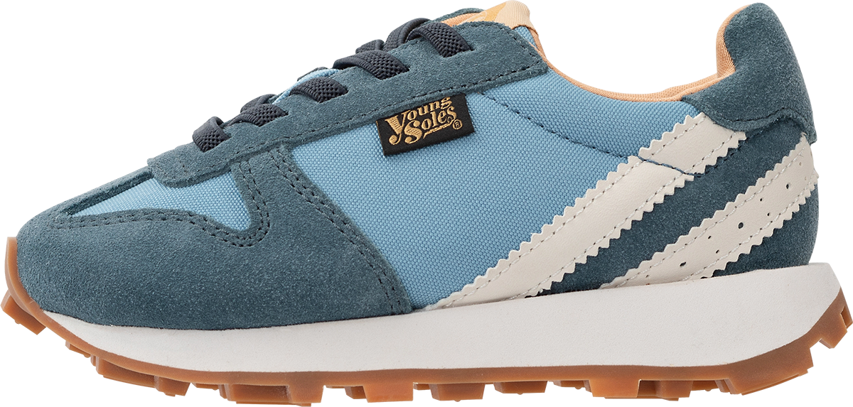 Keegan Kids Sneaker Smokey Blue Textile and Suede – Young Soles London